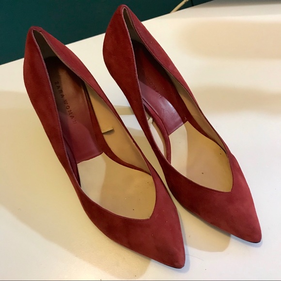 Zara | Shoes | Zara Suede Heels Brick 8 39 | Poshmark